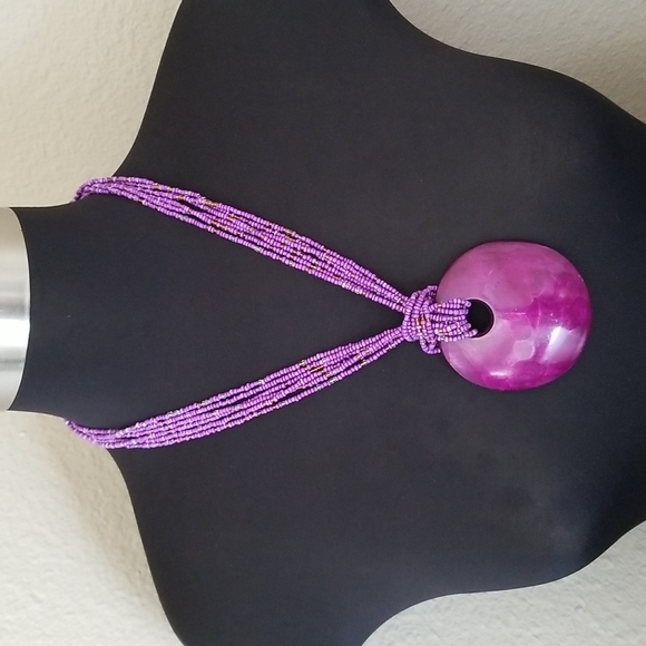 Jewelry | Vintage Purple Shell Bead Statement Necklace | Poshmark